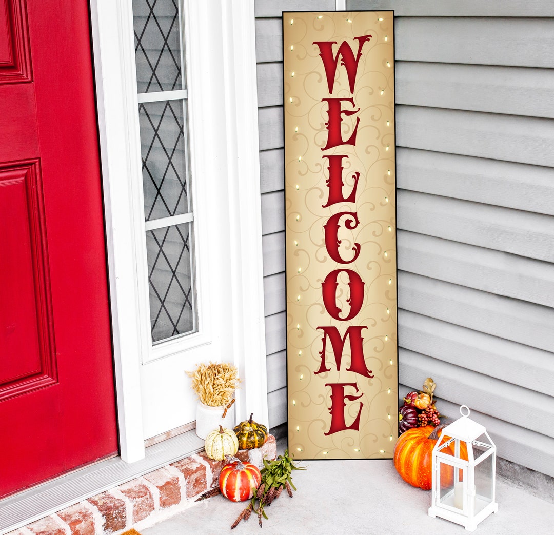 Welcome Porch Sign - Front Door, Rustic Welcome Sign, Outdoor Sign ...