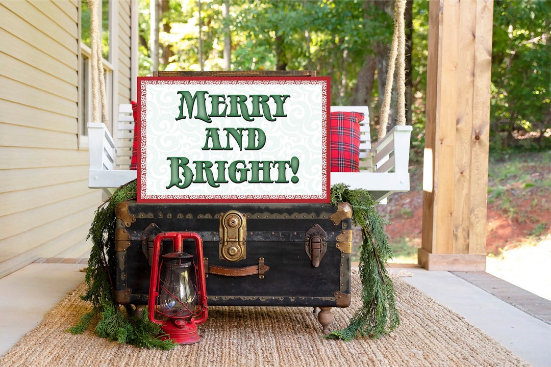 Merry and Bright Porch Sign - Free Shipping, Christmas Welcome ...