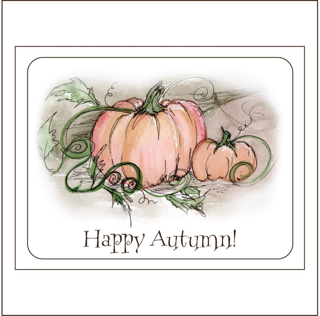 Pumpkin Autumn Card Set Watercolor Pumpkin, Original Art, Personalized ...