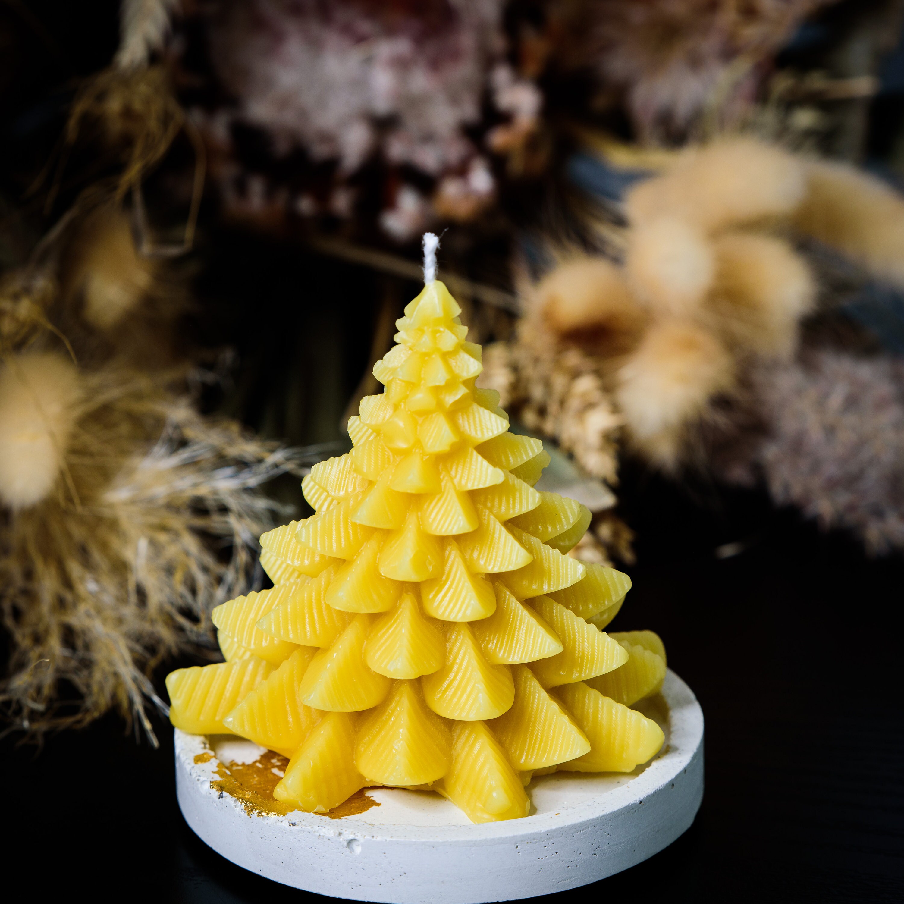 Natural Bee Wax Homemade Handmade Candle Ornamented Christmas Tree 8cm ...