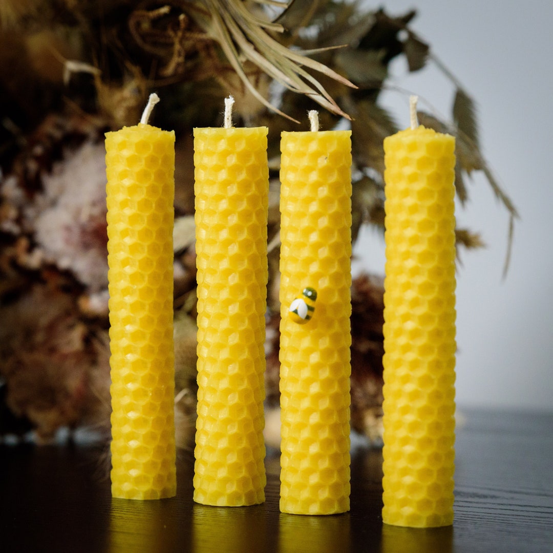 4pcs Natural Bee Wax Rolled Homemade Candles Pack ~12x2cm Size - Etsy