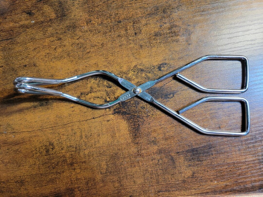 Vintage Ekco 8" (inch) Angled Stainless Steel Tongs - USA - Very Clean ...