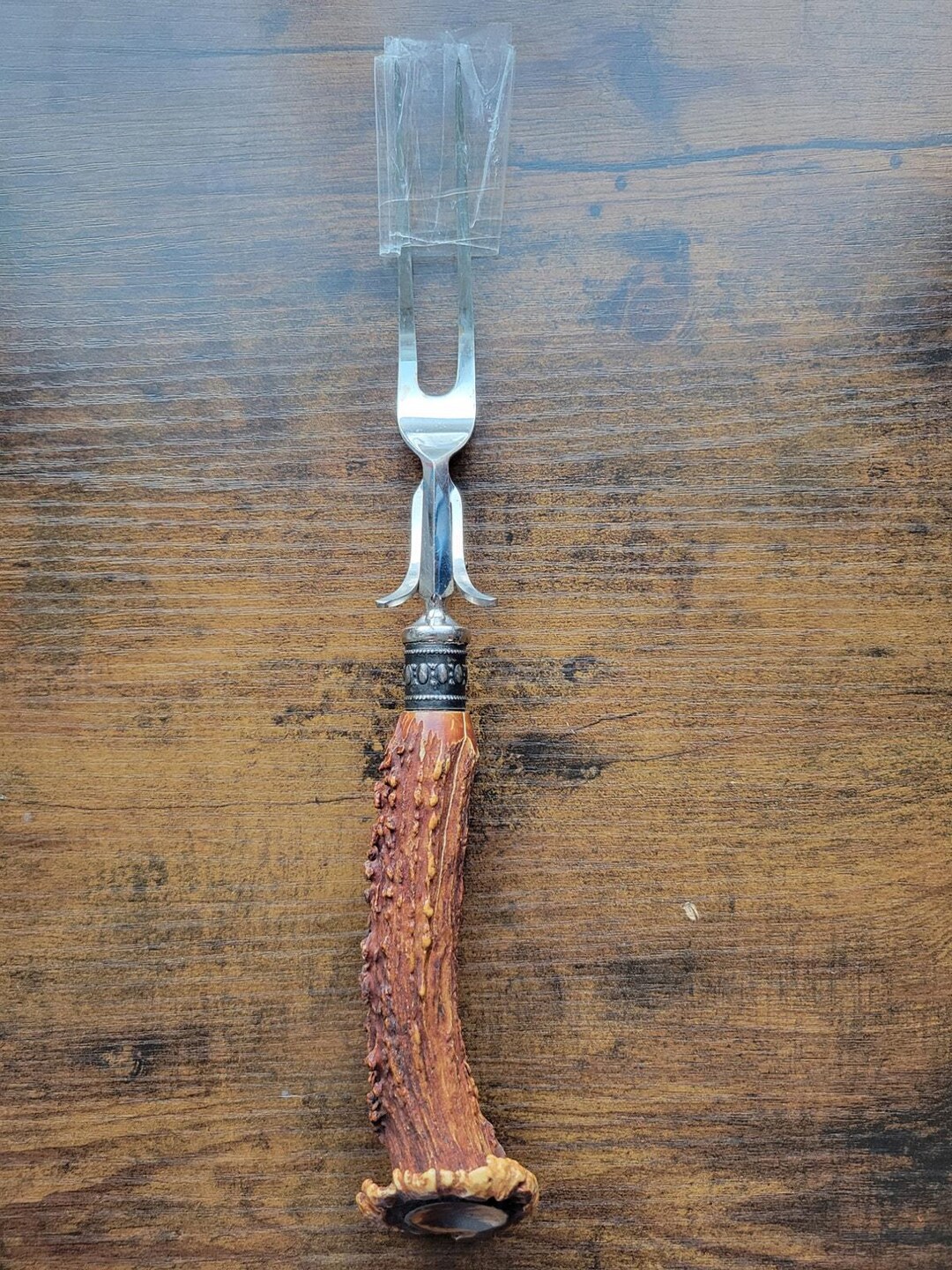 Vintage 2-prong Meat Carving Fork W/antler Handle 12 Length - Etsy