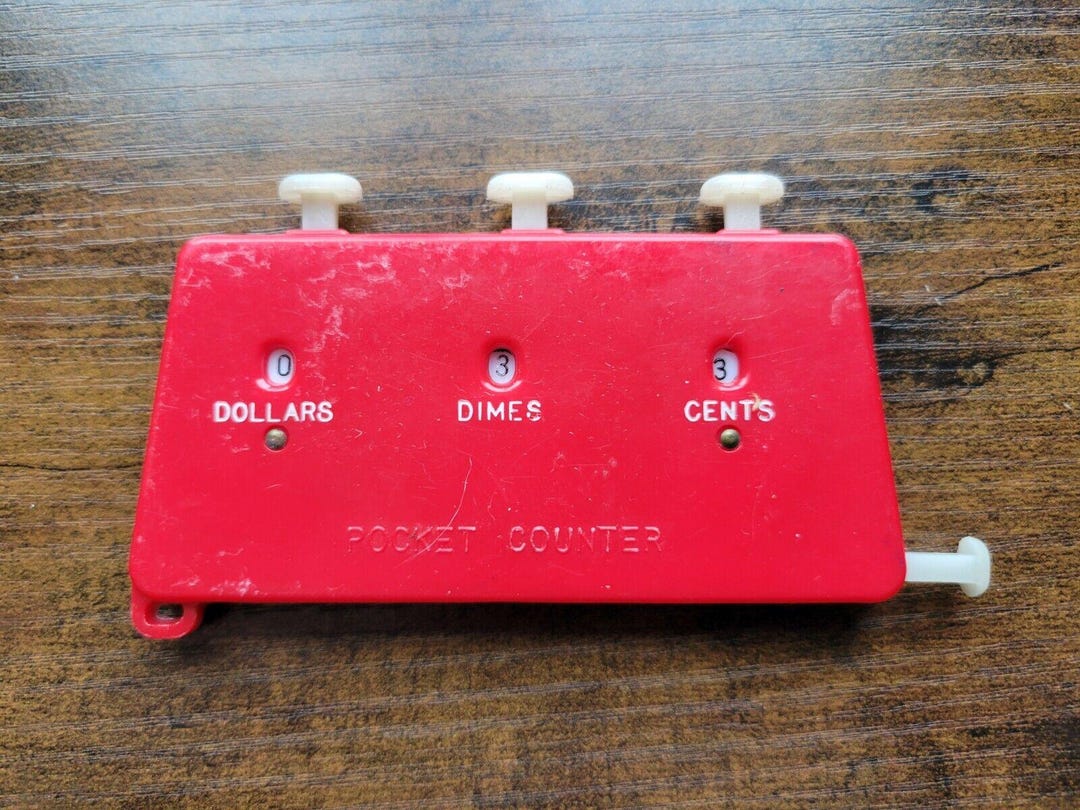 Vintage 1970s Red Pocket Counter Handheld Money Handy Adder Made in ...