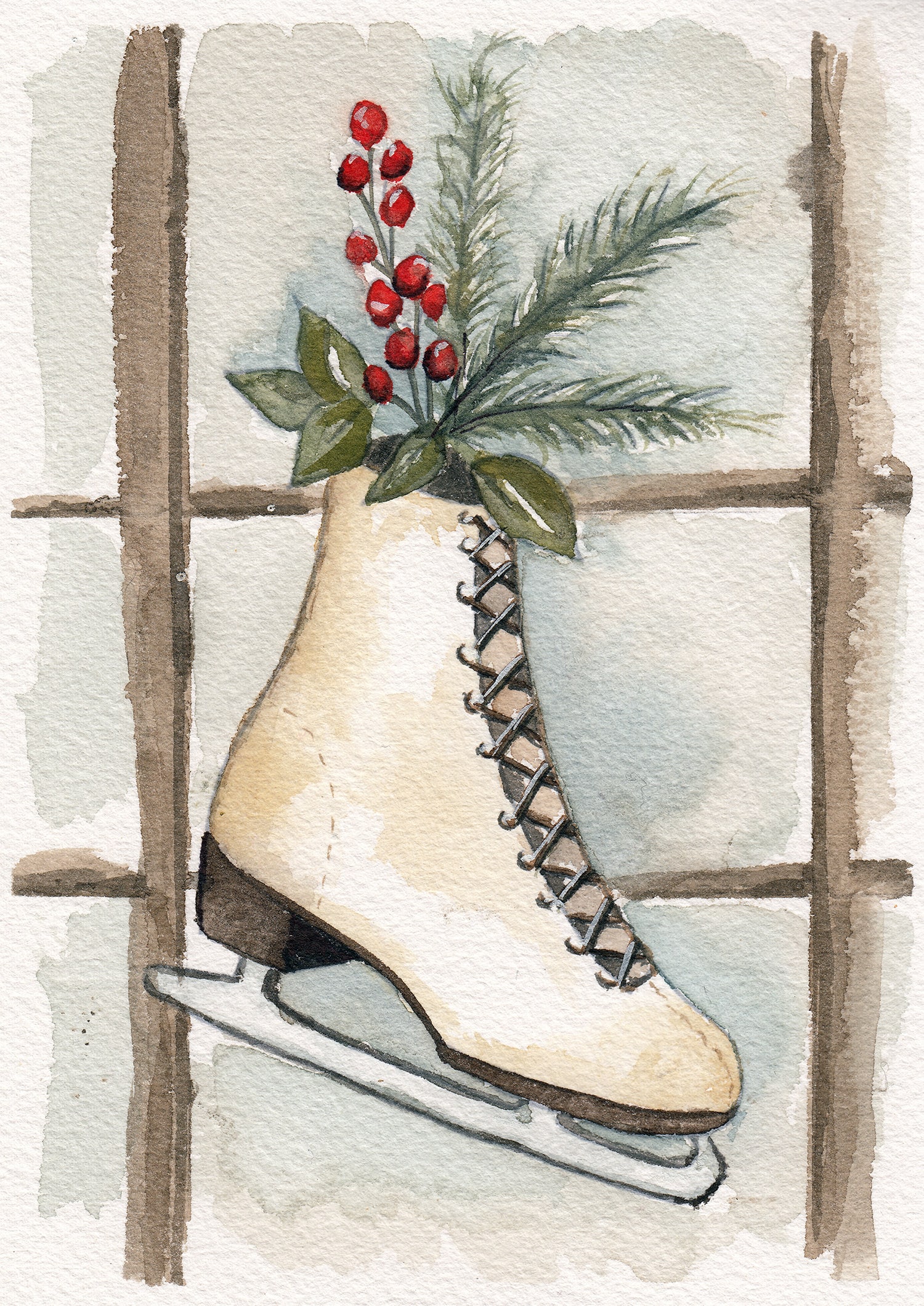 Old Fashioned Ice Skate Hanging in Icy Window - Etsy