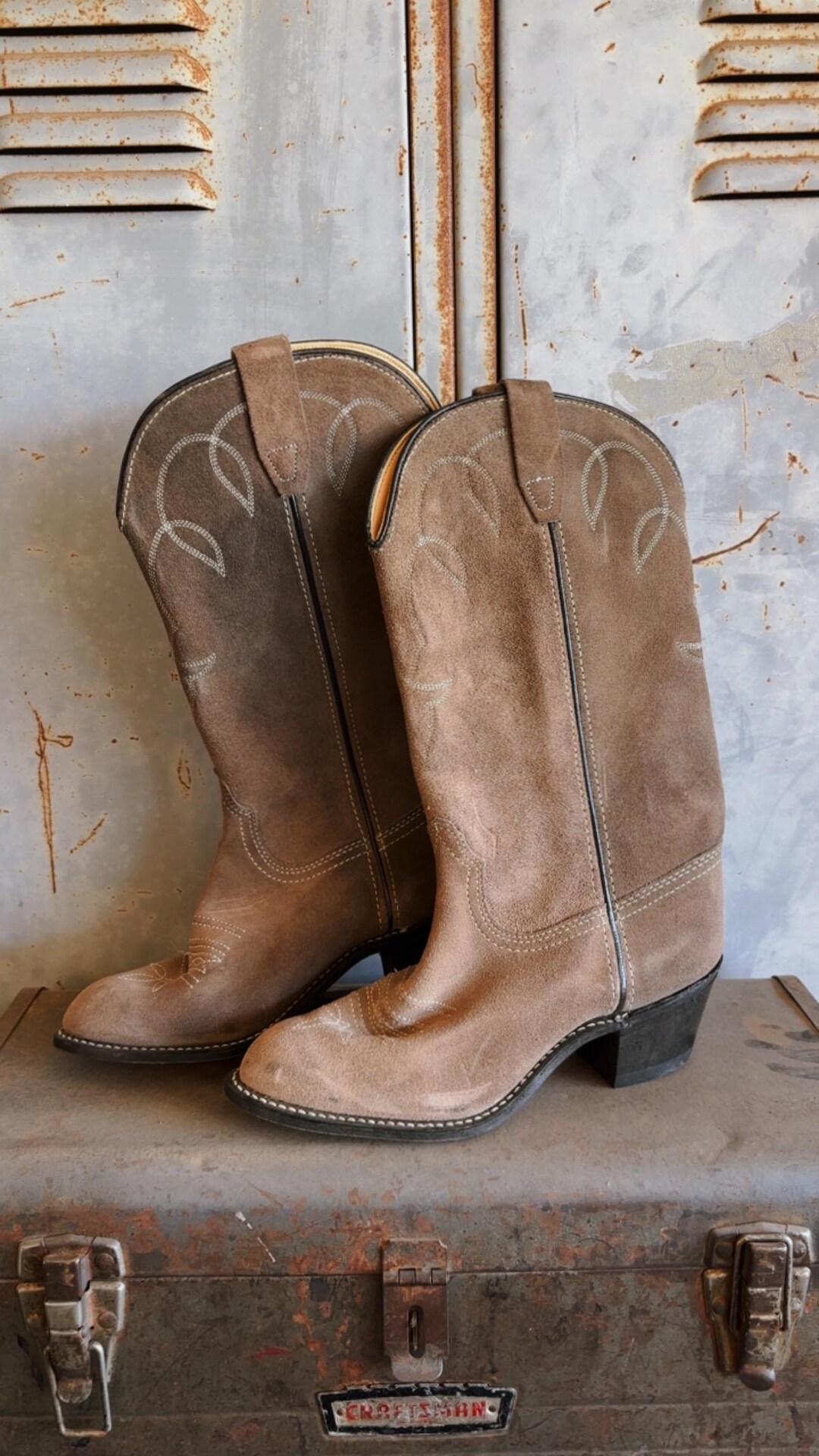 Vintage Brown Leather Cowboy Boots- 1970s With Brown Wooden Bottoms ...