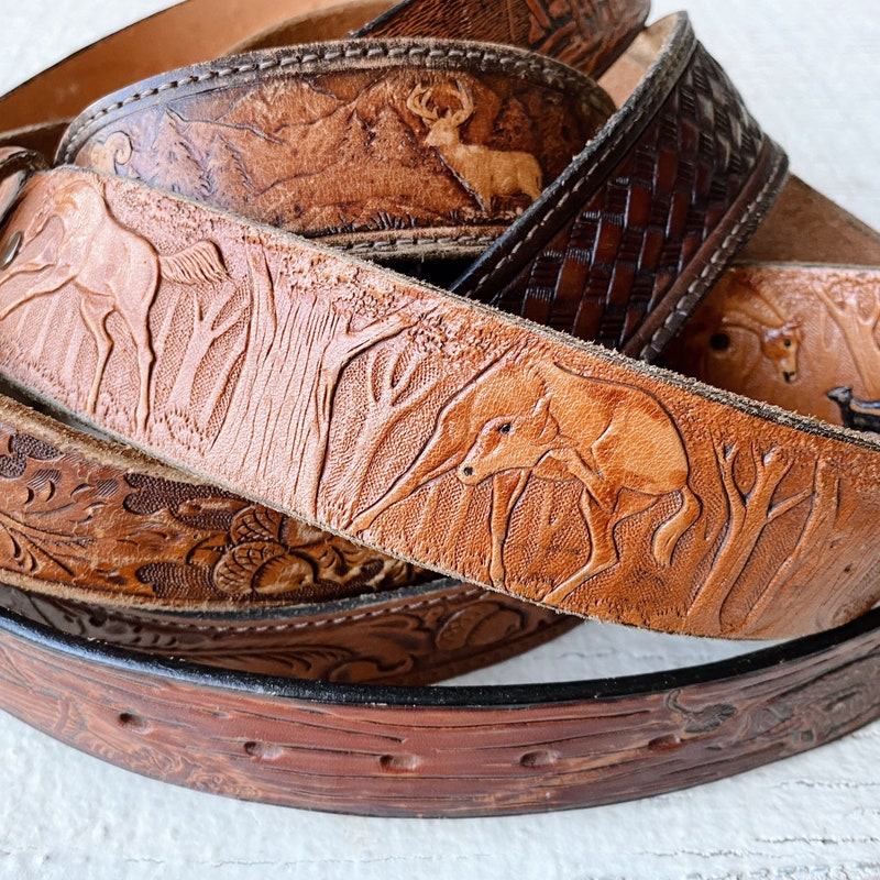 Vintage Leather Belt - Etsy