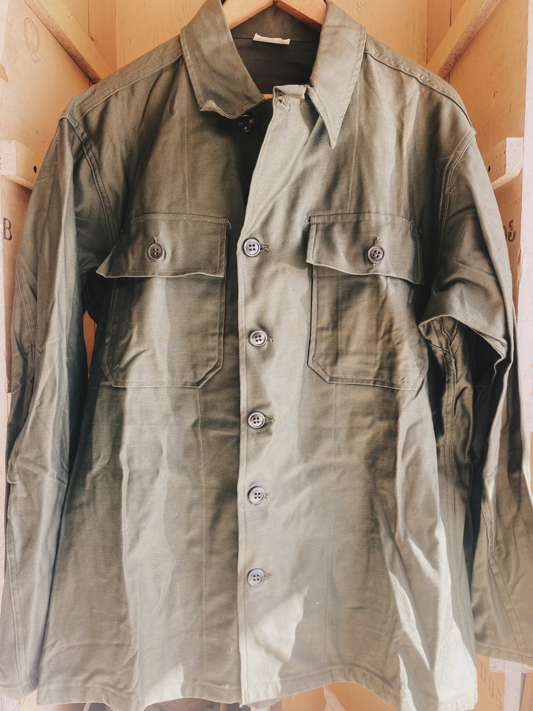Vintage Men's Military Jacket Green Military Jacket Worn Jacket Vintage ...
