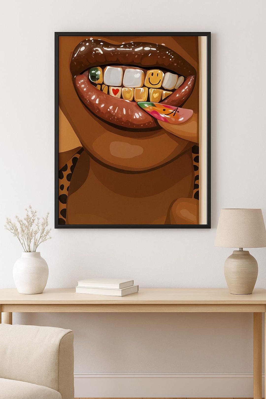 Glossy Lips & Grillz Art Print | Black Girl Magic Wall Art | Vibrant ...