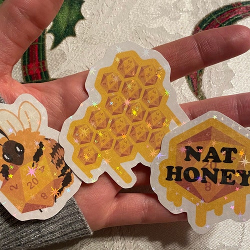 DND D20 Bee Themed Sticker Set Holographic - Etsy