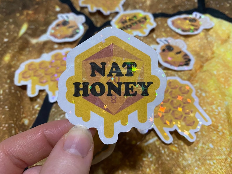 DND D20 Bee Themed Sticker Set Holographic - Etsy