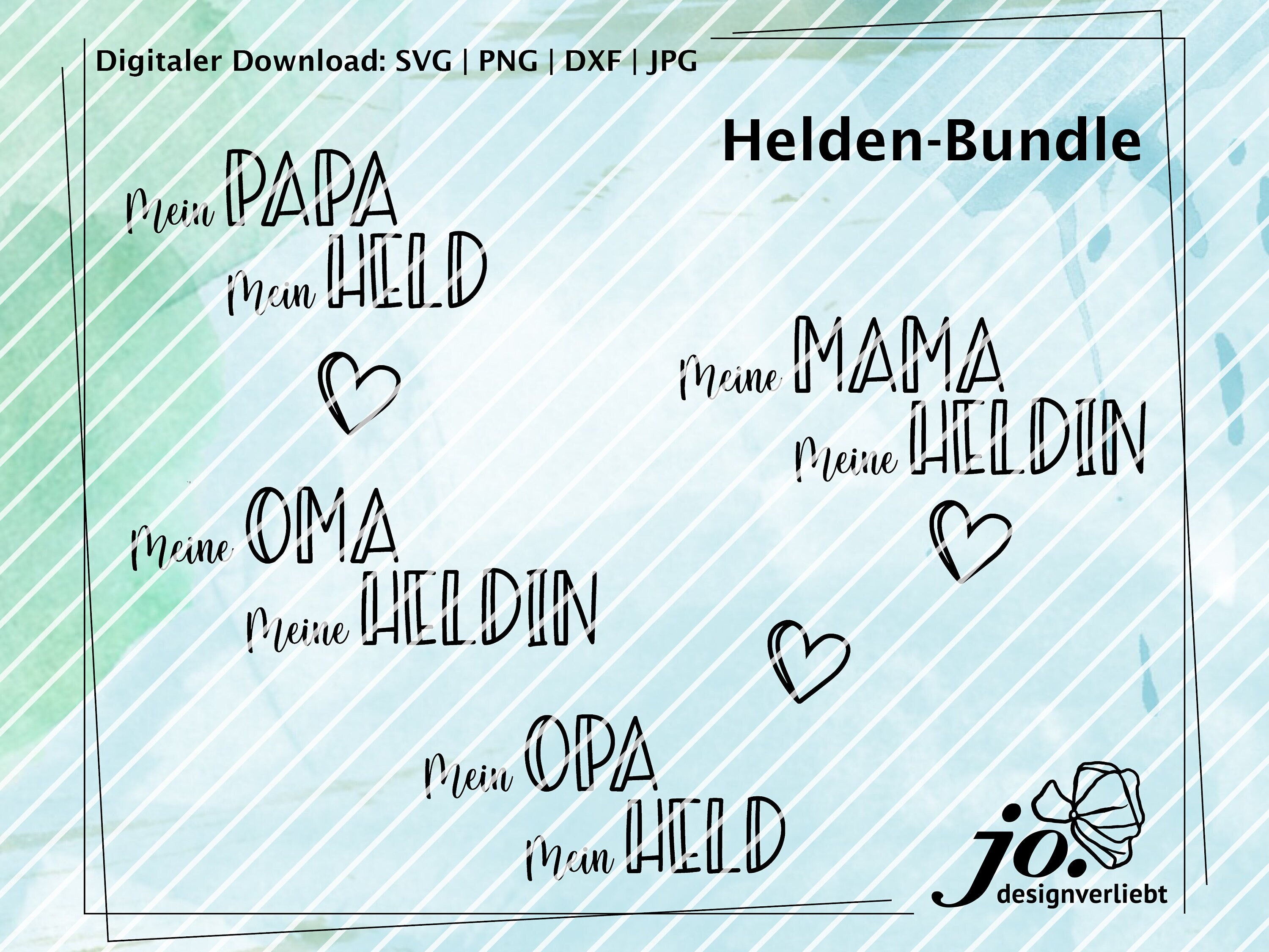 Plotterdatei Helden-Bundle in svg, png, dxf, jpg, Mein Papa mein Held, Meine Mama ..., Meine Oma ...