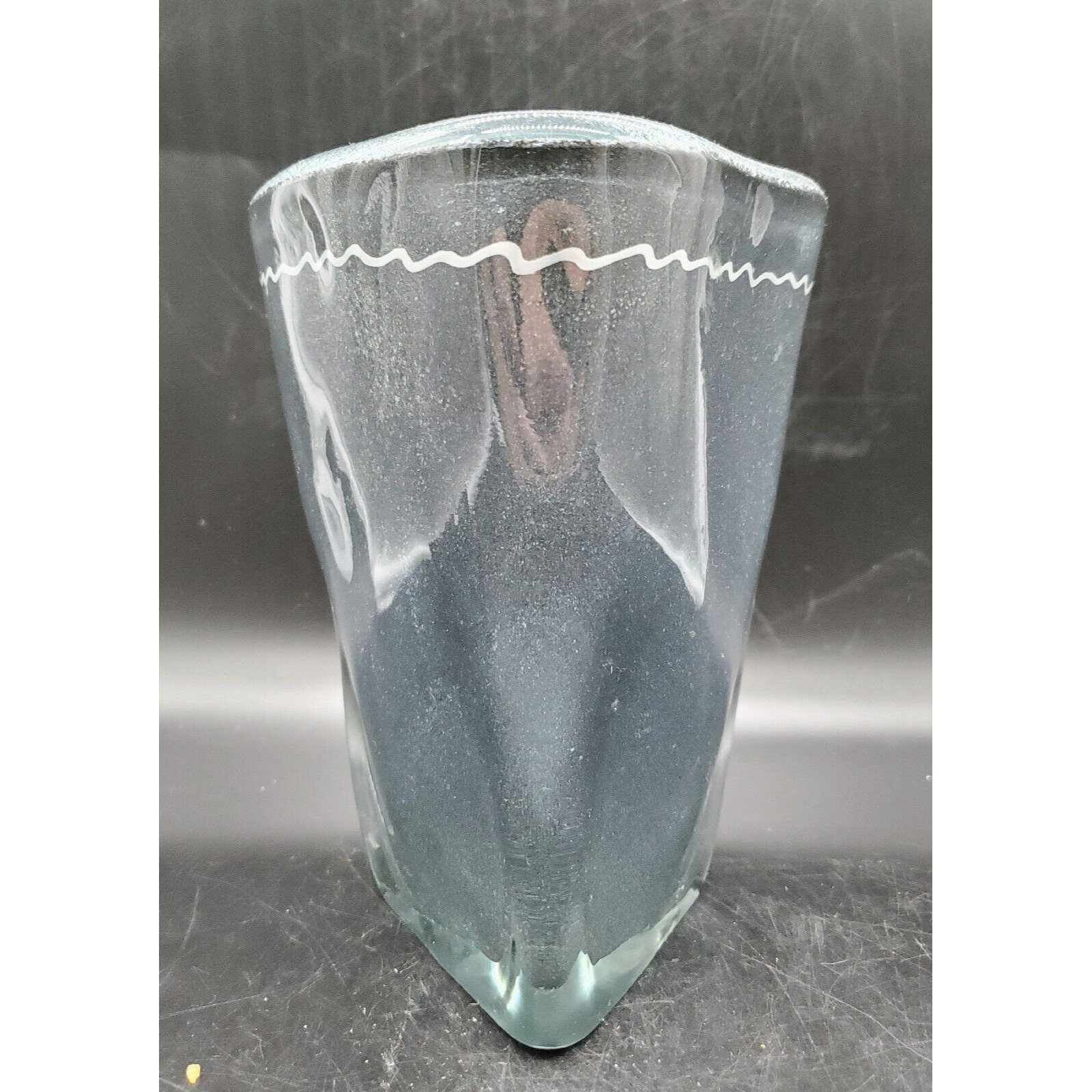 Sasaki Art Glass Black Encased Triangular Vase 8.5" Japan Heavy - Etsy