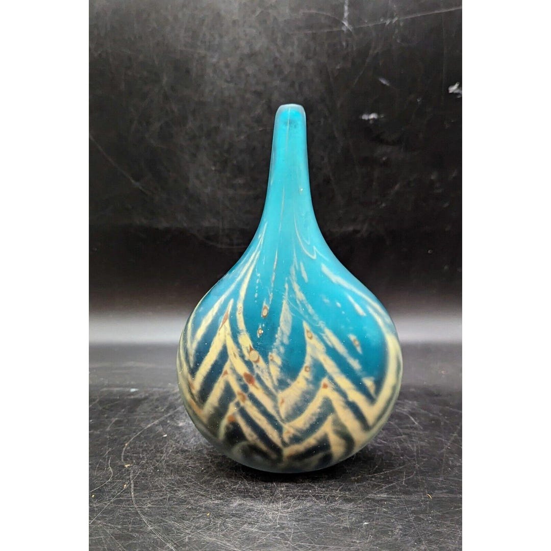 Vintage Mdina Art Glass Fish Head Vase Malta 1998 Signed 8" Teardrop - Etsy