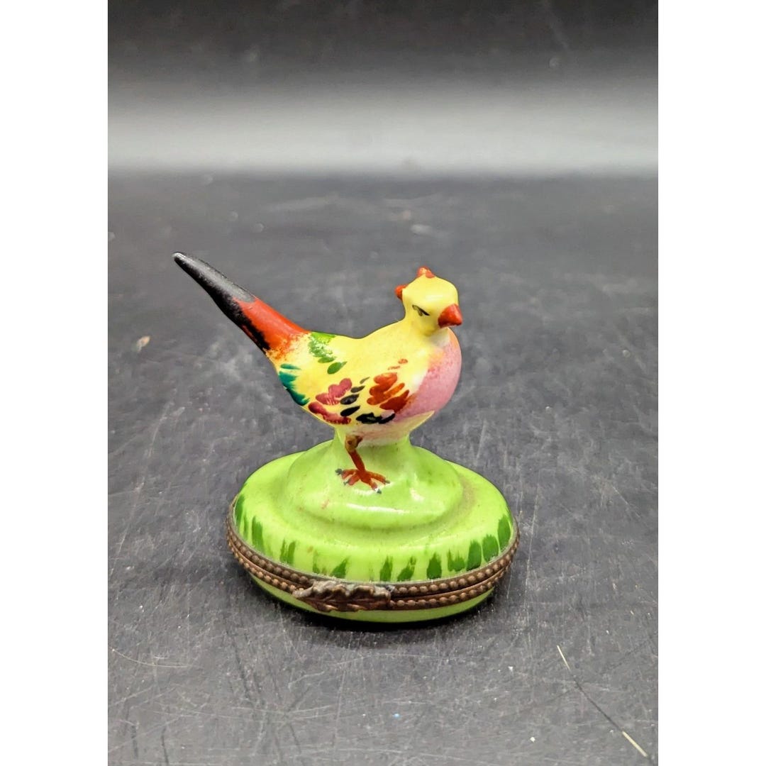 Vintage Pheasant Limoges Trinket Pill Box Petite Main France Gamebird 2 ...