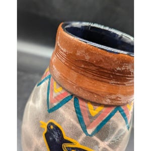 Vintage Terracotta Studio Art Pottery Southwestern Vase Bird Crow 7.5 ...