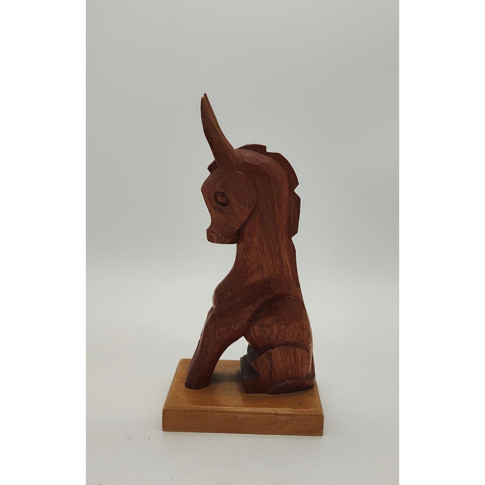 Vintage Hand Carved Wood Wooden Donkey Figurine Ears Burro 9.5 Animal ...