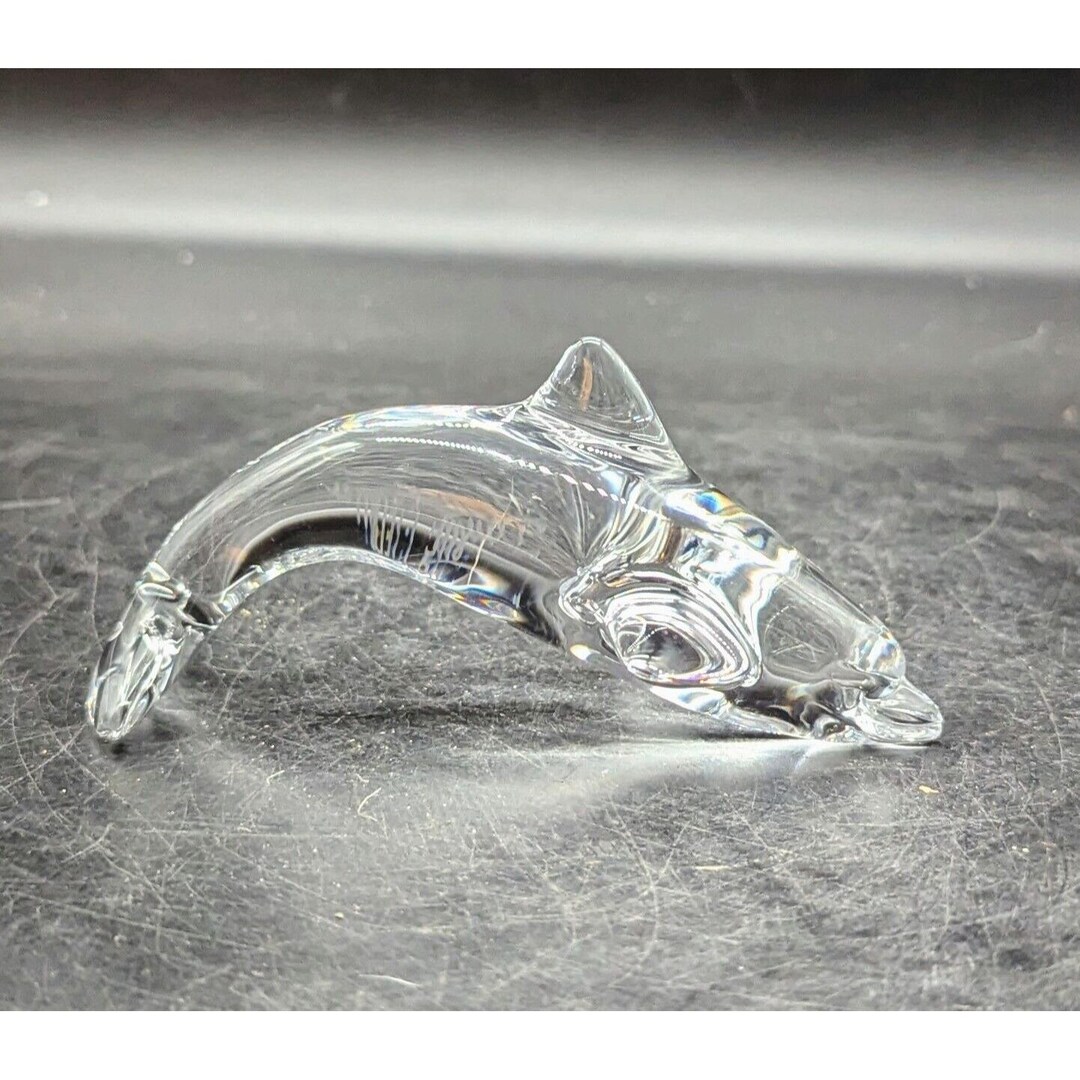 Vintage Daum France Crystal Dolphin Signed Art Glass Statue Figure 4.75 ...