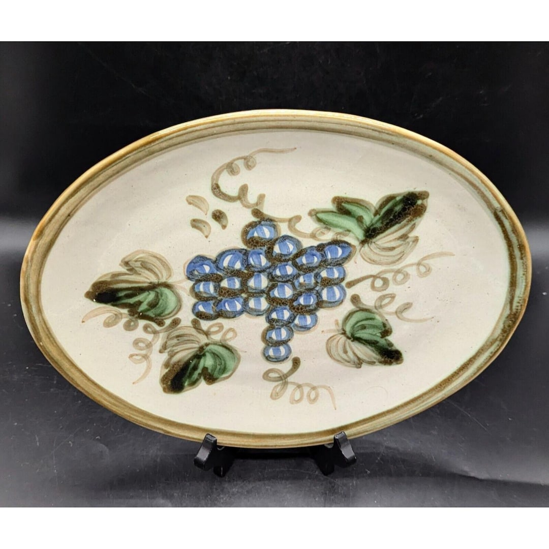 Vintage Platter John B Taylor Ceramics Studio Art Pottery Oval Grape ...