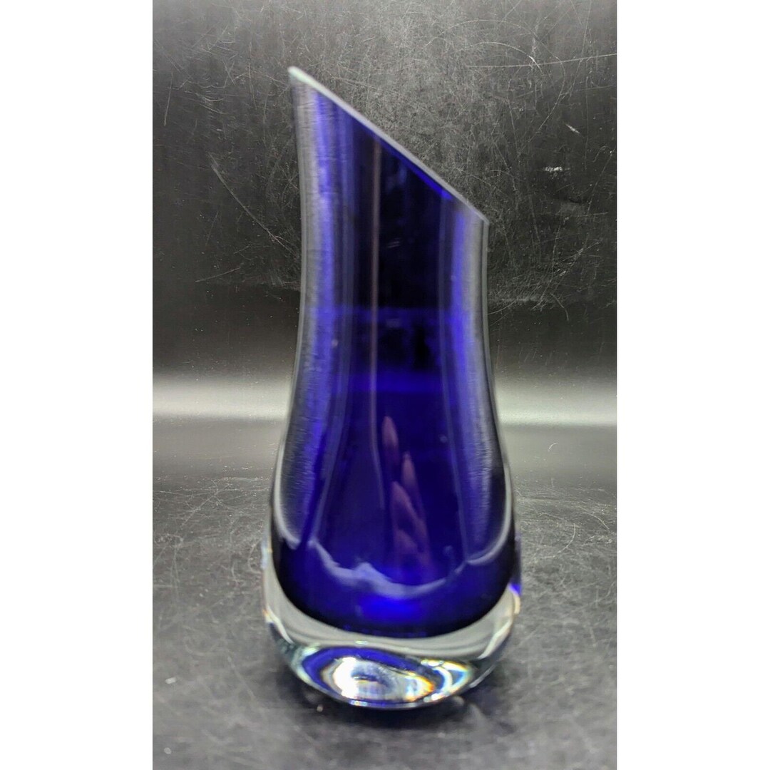 Vintage Tarnow Poland Cased Cobalt Blue Art Glass 8" Vase Heavy - Etsy