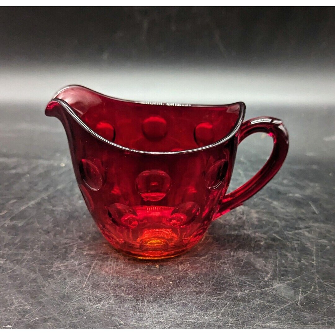 Vintage Ruby Red Amberina Glass Coin Dot Creamer Mini Pitcher 3" - Etsy