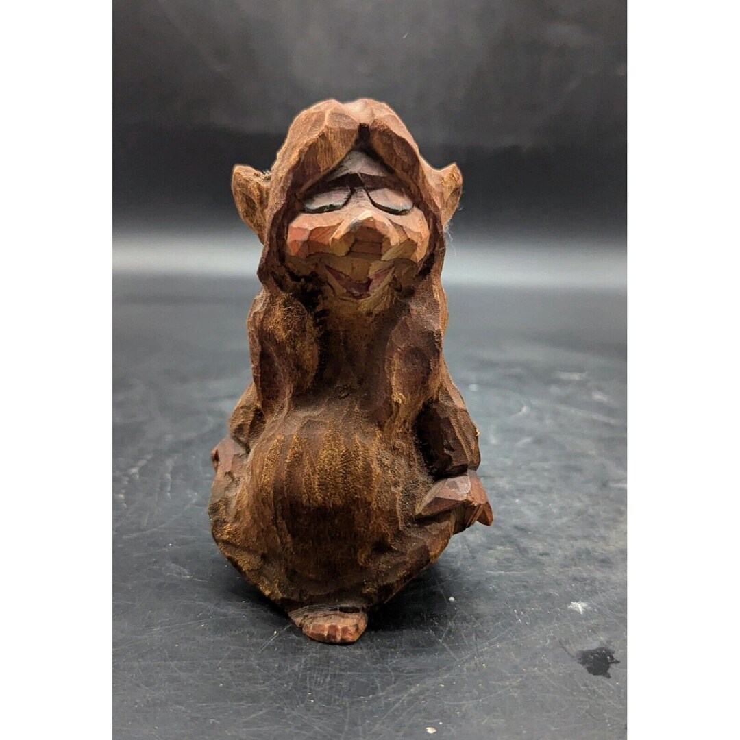 Vintage Henning Style Carved by Hand in Norway Wood Elf Troll Figurine ...
