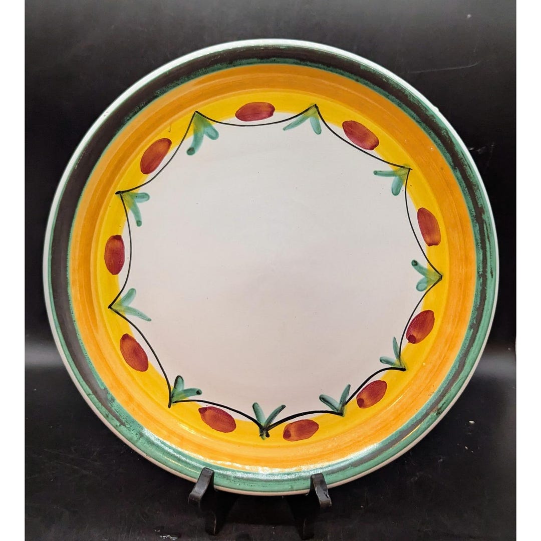Vintage Caleca Italian Pottery Hand Painted Wall Plate Charger 12" Red ...