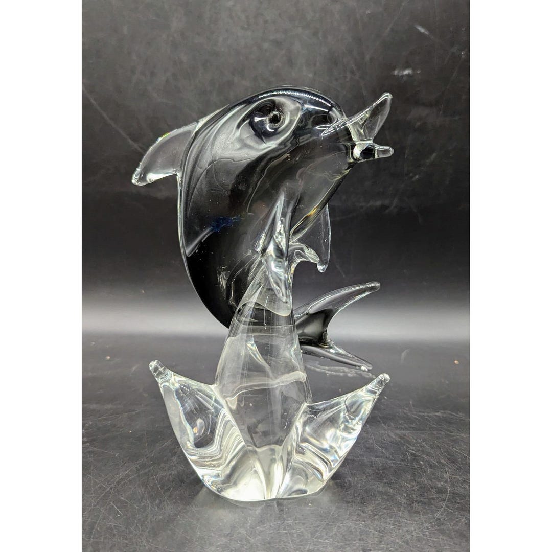 Vintage Murano Art Glass Smok Grey Dolphin Figurine Sculpture 7.5" - Etsy