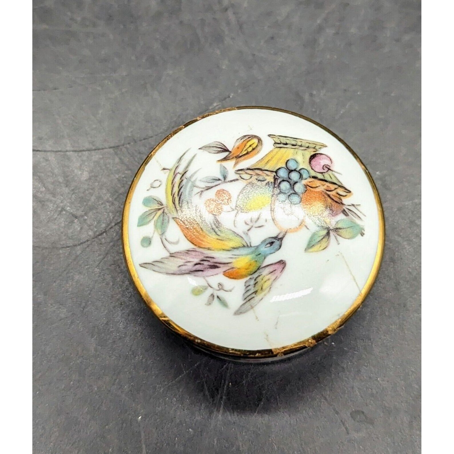 Vintage Hand Painted Limoges Trinket Pill Box W Lid Bird of Paradise 2 ...