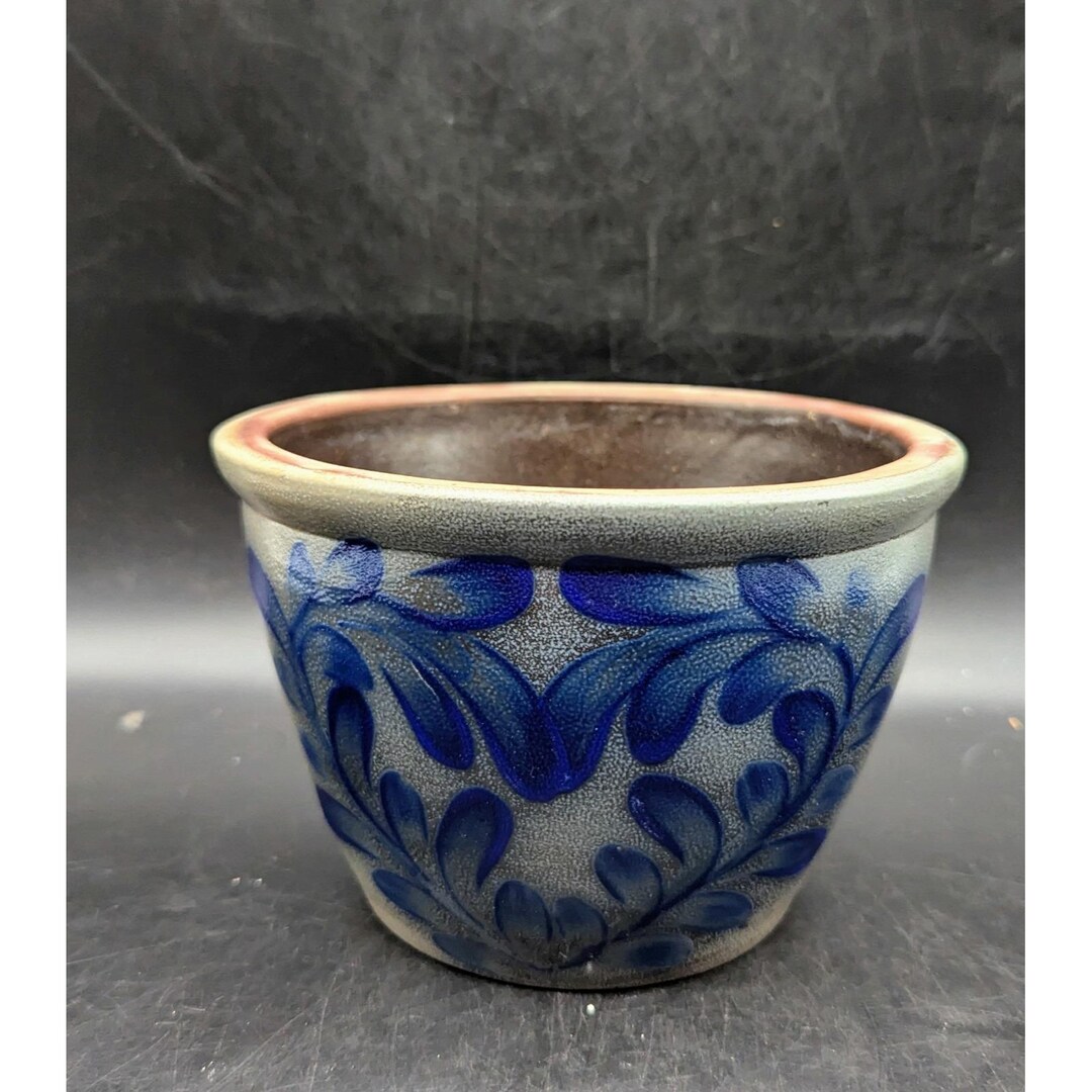 Vintage BBP Beaumont Brothers Pottery Salt Glaze 4.75" Planter Blue ...