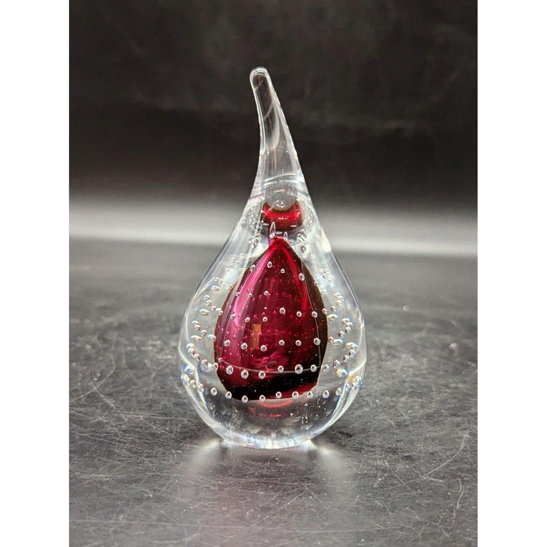 Adam Jablonski Signed Lead Crystal Art Glass Paperweight 5 1/8" Pink ...