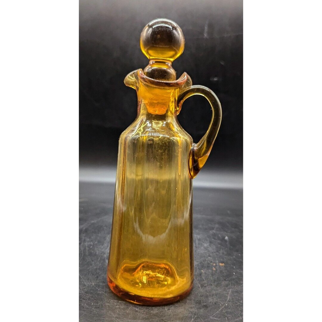 Vintage Rainbow Glass Amber Art Glass Decanter Cruet W Stopper 8.75" - Etsy
