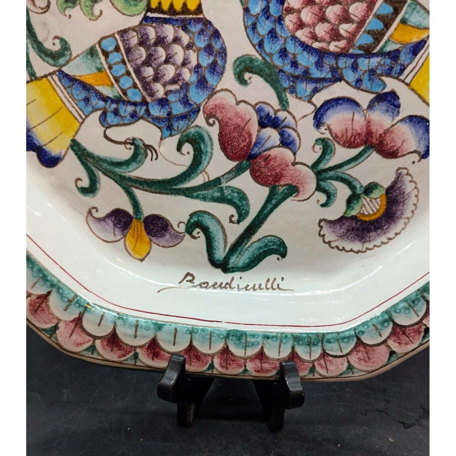 Vintage Romano Innocenti Italian Pottery 14.5" Decorative Charger Bird ...