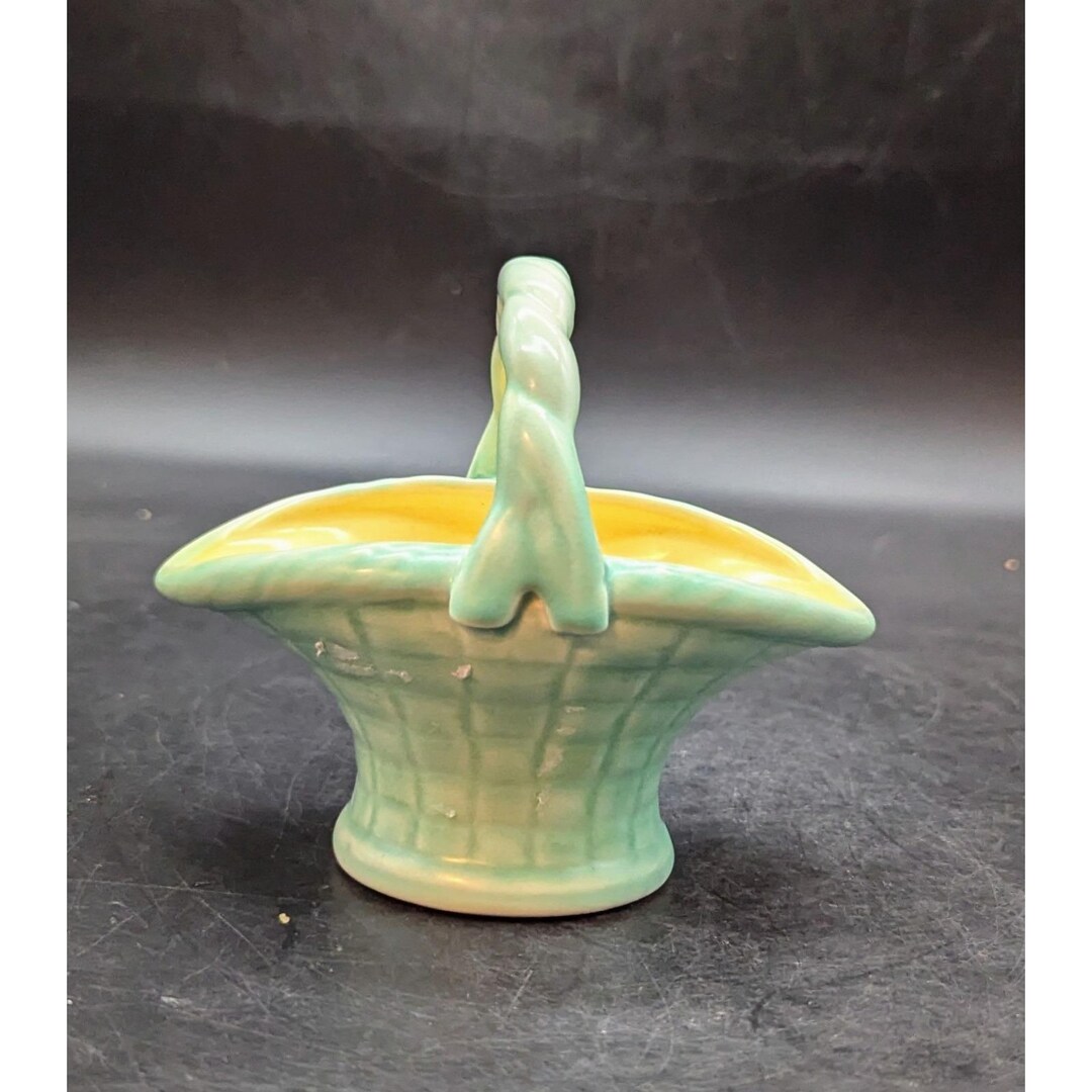 Vintage Crown Ducal Pottery Art Deco Small Posy Plant Basket Green ...