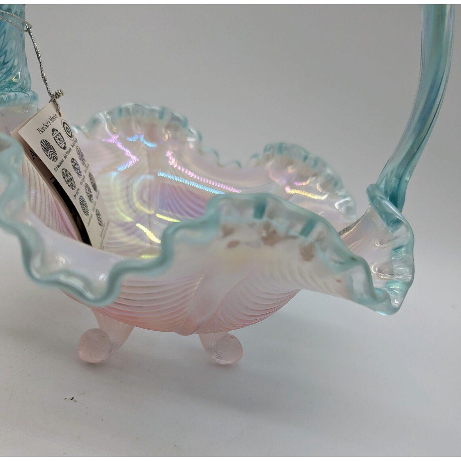 Fenton 75th Anniversary Art Glass Basket Pink Iridescent Bill Fenton ...