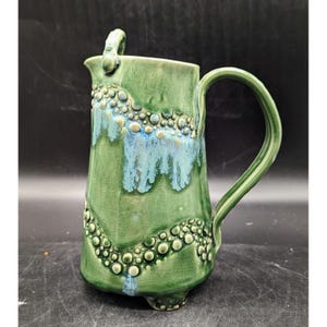 Vintage Studio Art Pottery Green Ceramic Pitcher 9" Signed Sue - Etsy