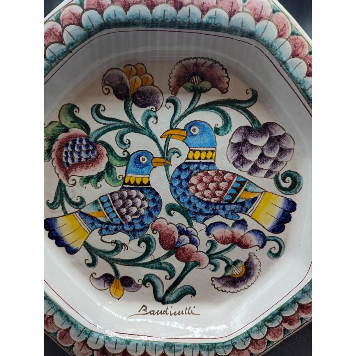 Vintage Romano Innocenti Italian Pottery 14.5" Decorative Charger Bird ...