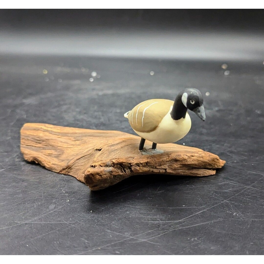 Hand Carved Wood Wooden Canadian Goose Driftwood Base 5.5" Duck ...