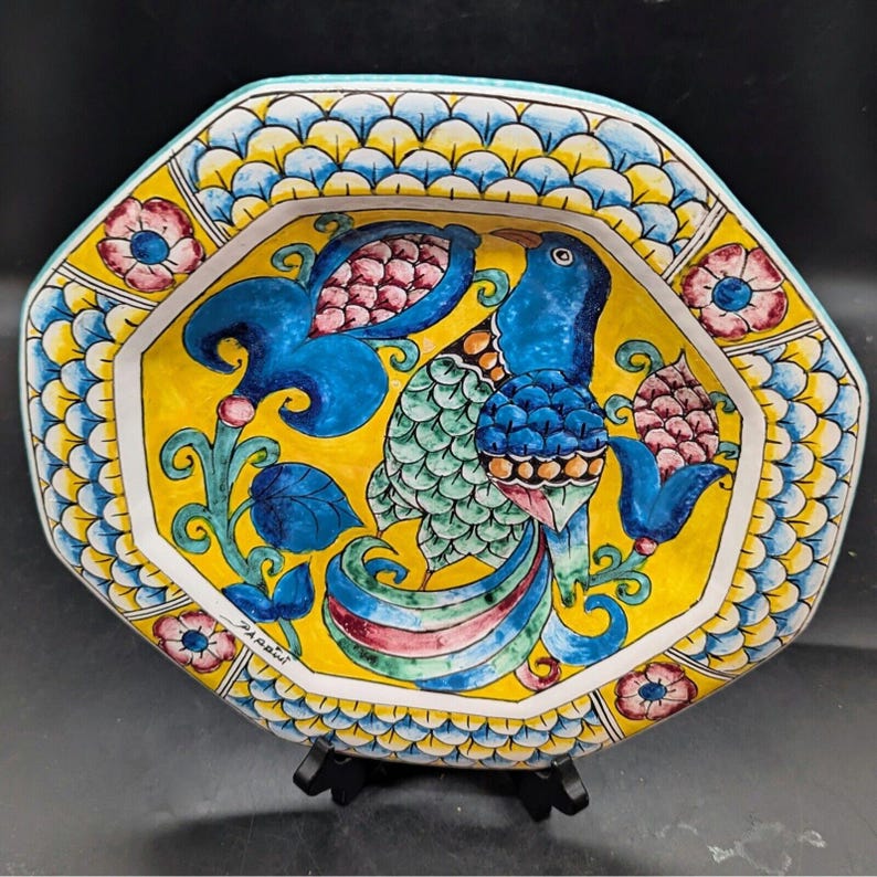 Vintage Romano Innocenti Italian Pottery 11.5" Decorative Plate Bird ...