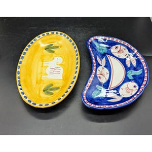 Lot/2 Solimene Vietri Italian Pottery Serving Dish Fish Ram Sheep 10 - Etsy