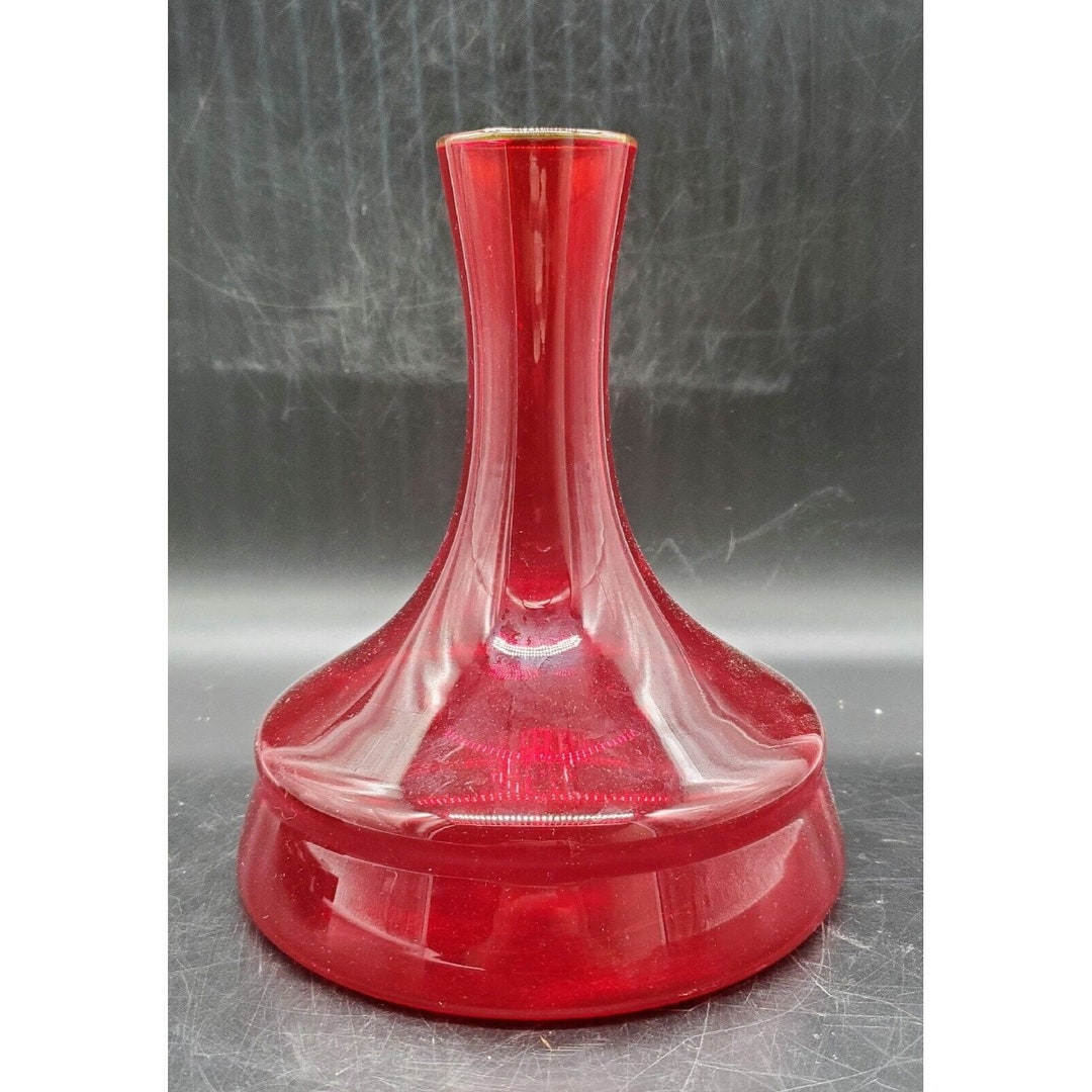 MCM Viking Vintage Art Glass Decanter Ruby Red Glass Amberina 8 Hand ...