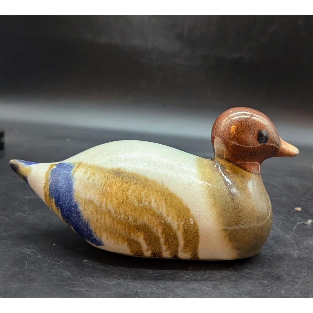 Vintage Teka Studio Art Pottery Stoneware Duck Decoy Figurine Signed 7 ...