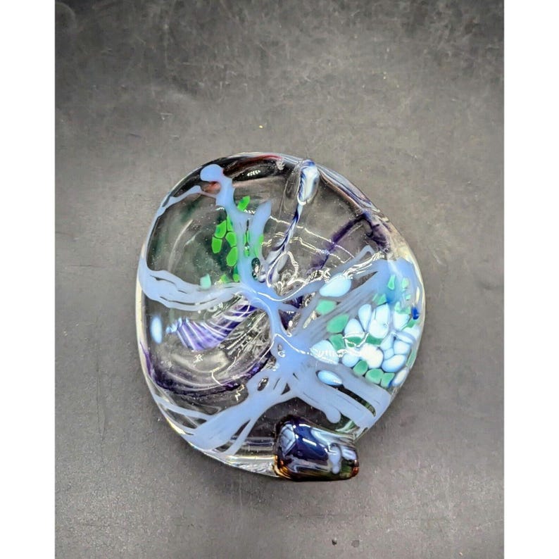 Studio Art Glass Jon Silverman Handmade Flat Paperweight 4.75" Signed ...