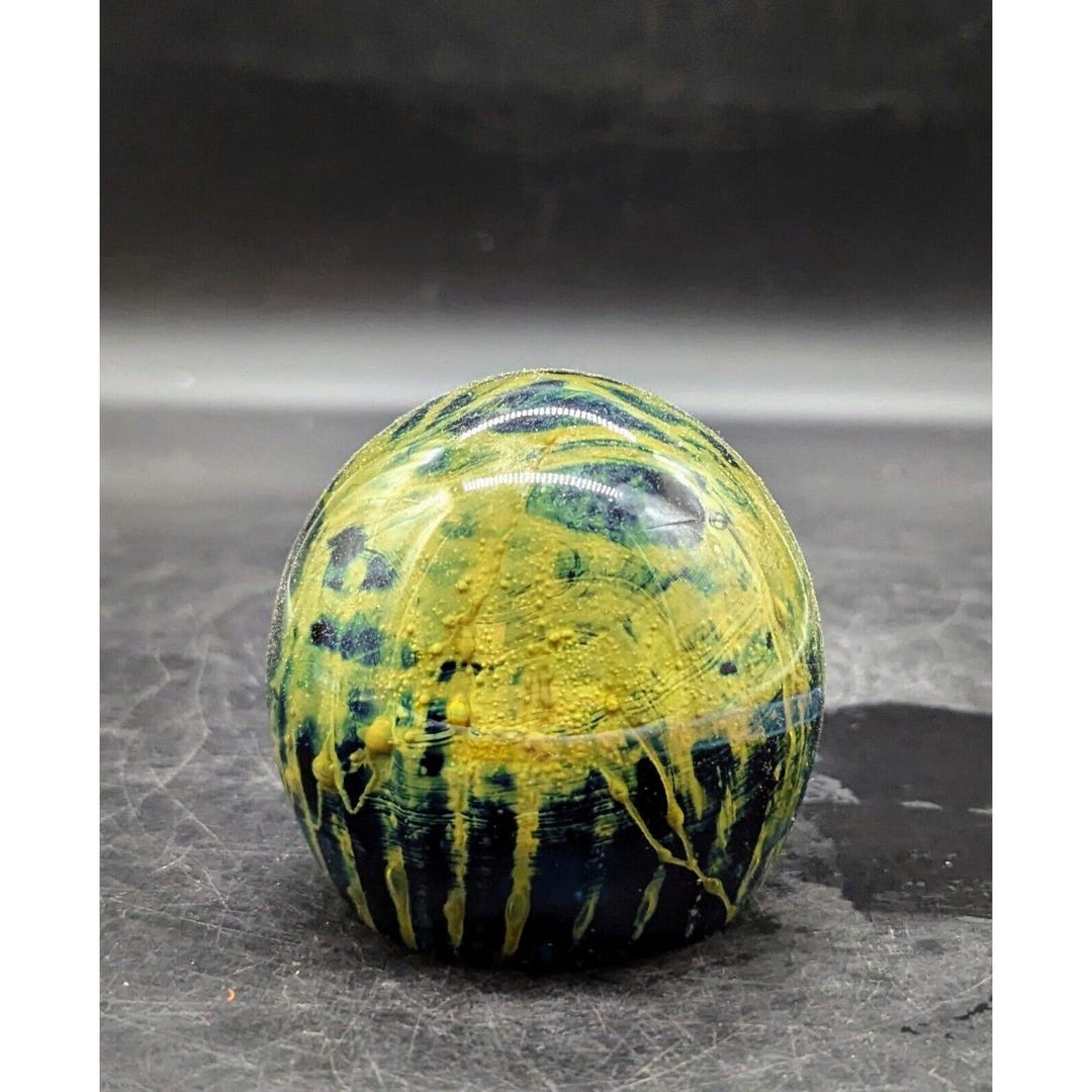 Vintage Mdina Art Glass Paperweight Sand & Sea Design Blue Aqua and ...