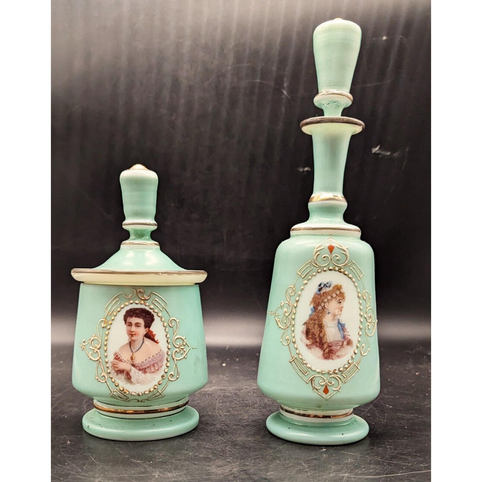 Vintage Porcelain Perfume Bottle With Victorian Lady Portrait & Gold ...