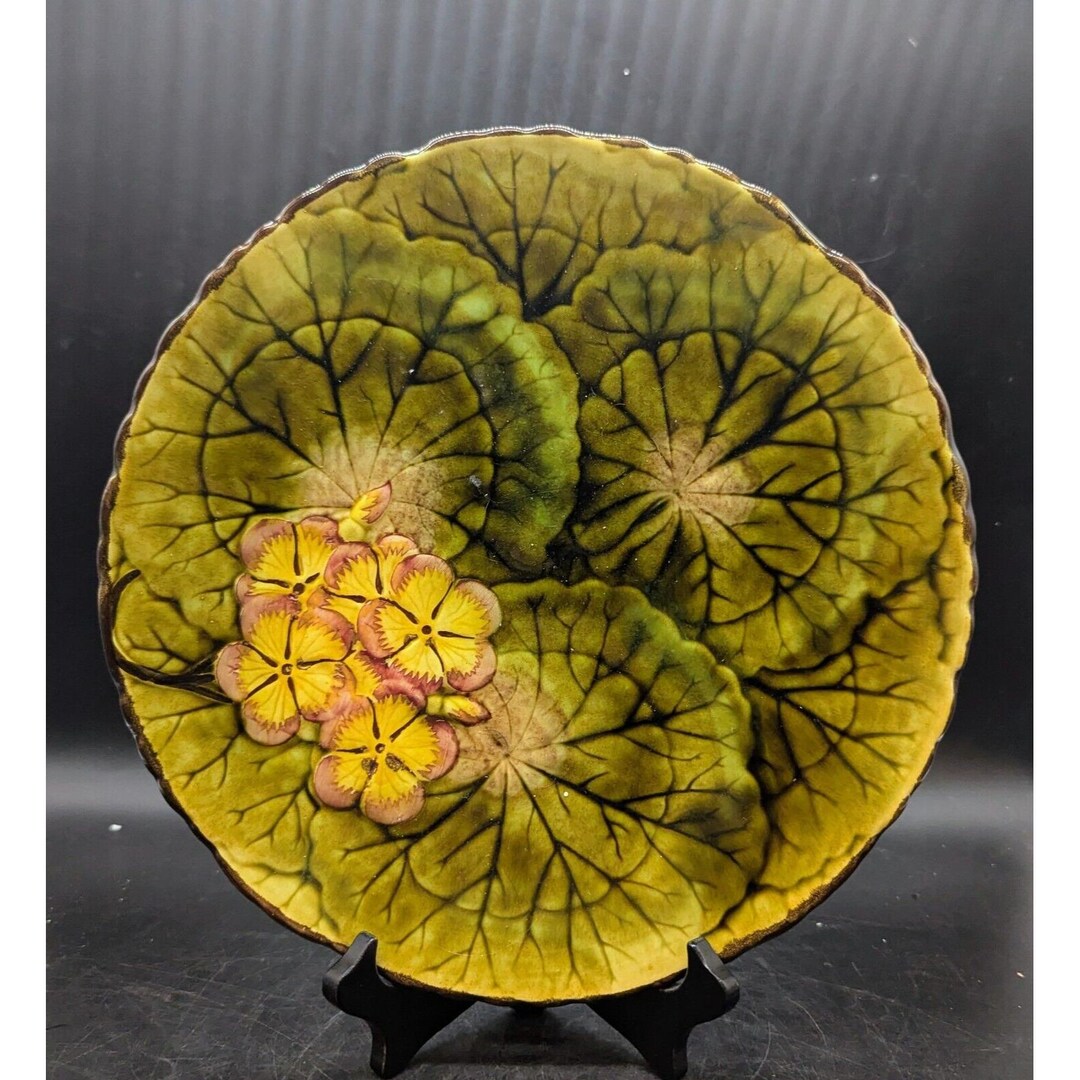 Vintage German CICO Floral Majolica Pottery 12" Platter Charger Plate ...