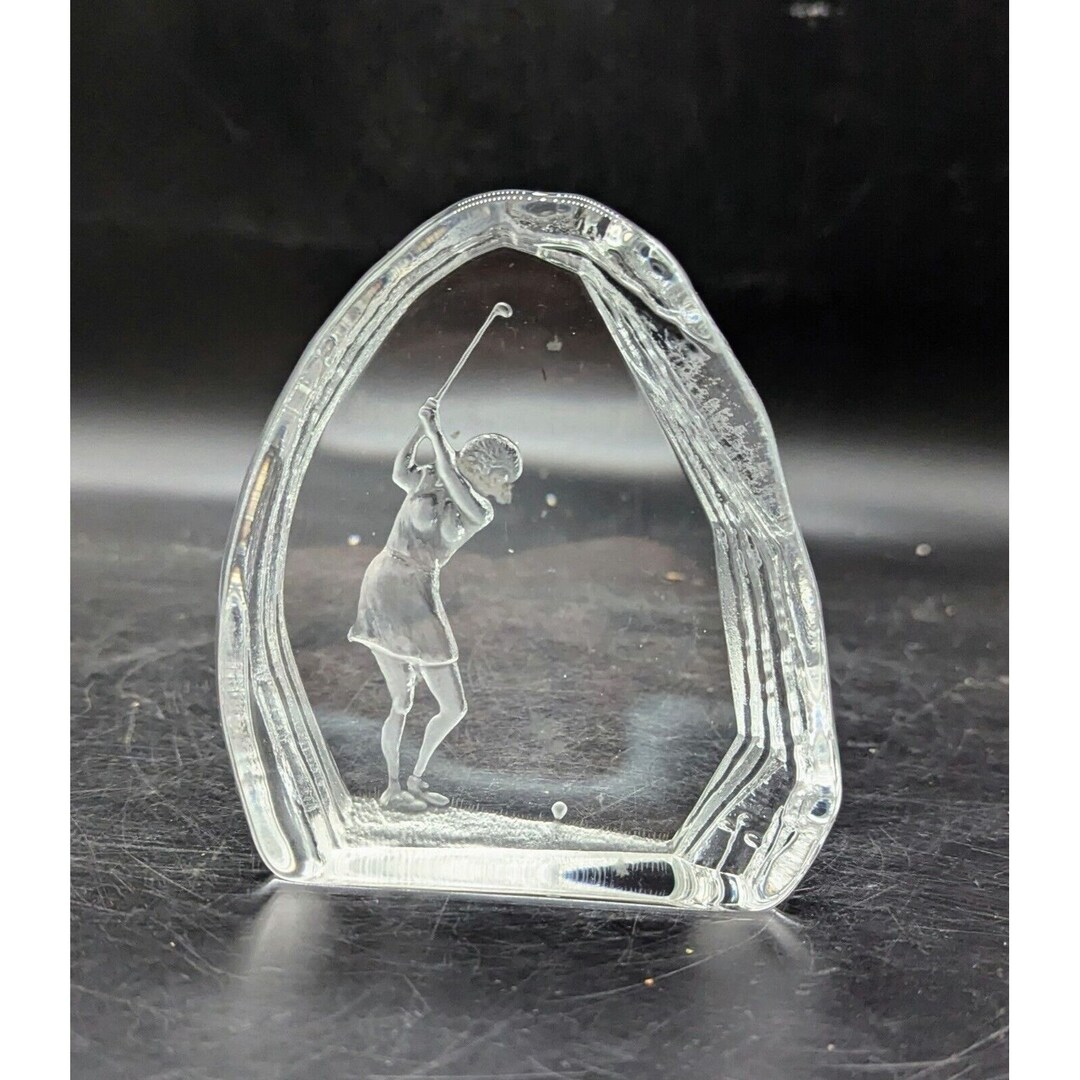 Capredoni Dartington Clear Crystal Signed Female Golf Paperweight ...