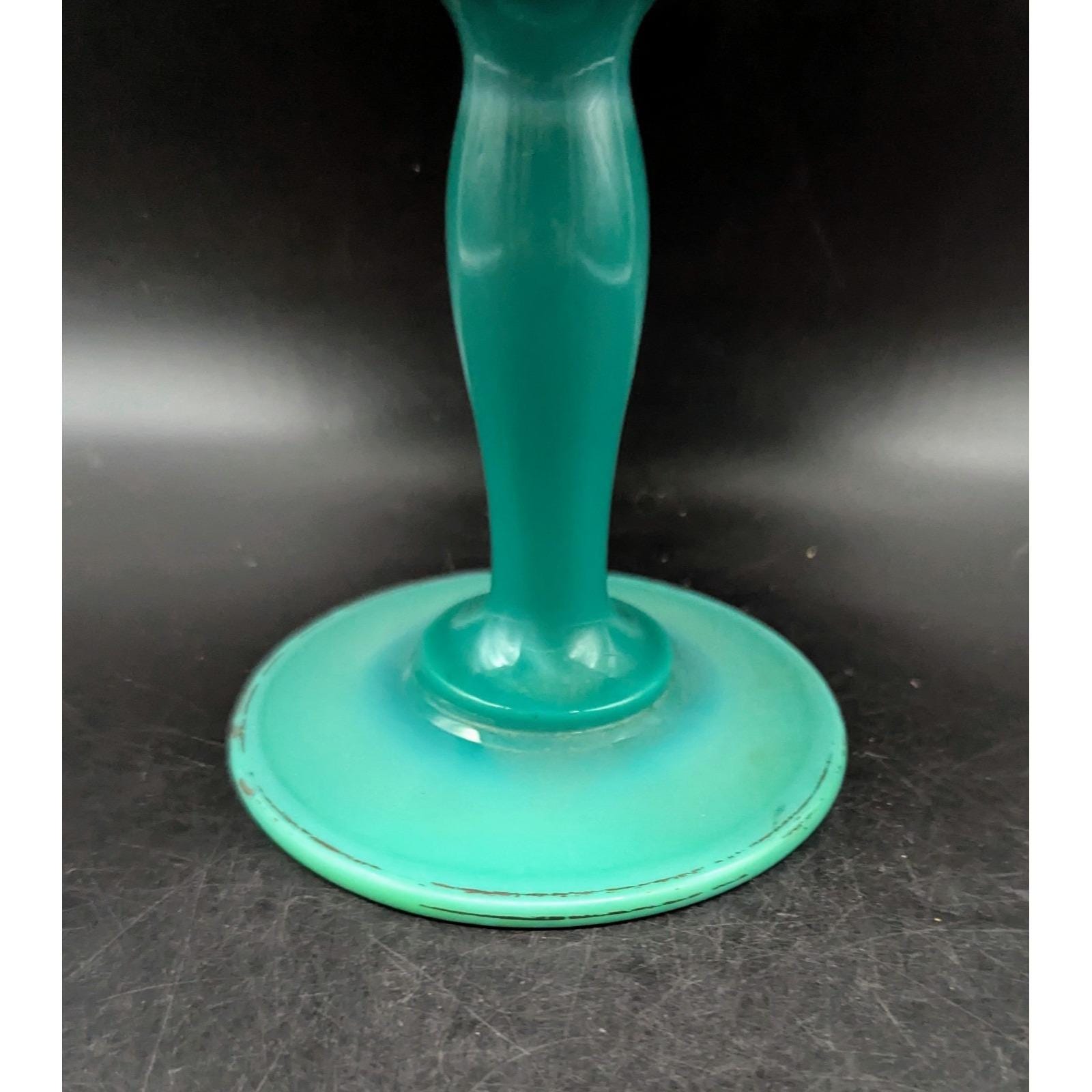 Vintage Art Deco Cambridge Glass Jade Compote Silver Overlay UV Glow 8 ...