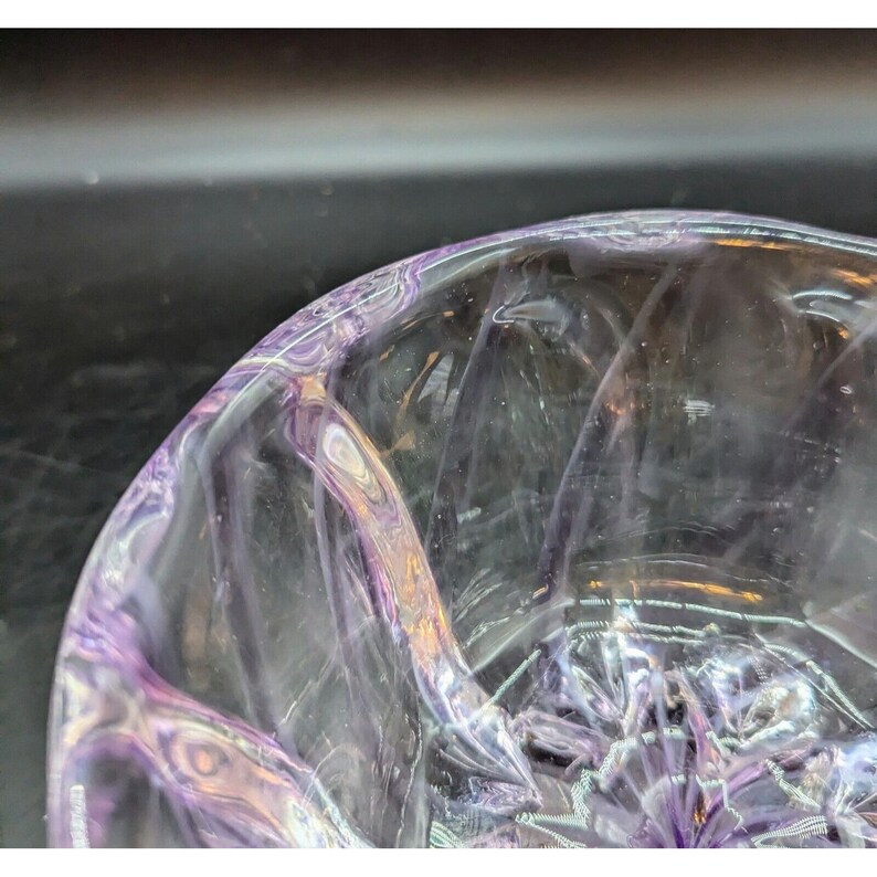 Vintage Walter Prince Art Glass Purple Swirl Console Candy Bowl 7 ...