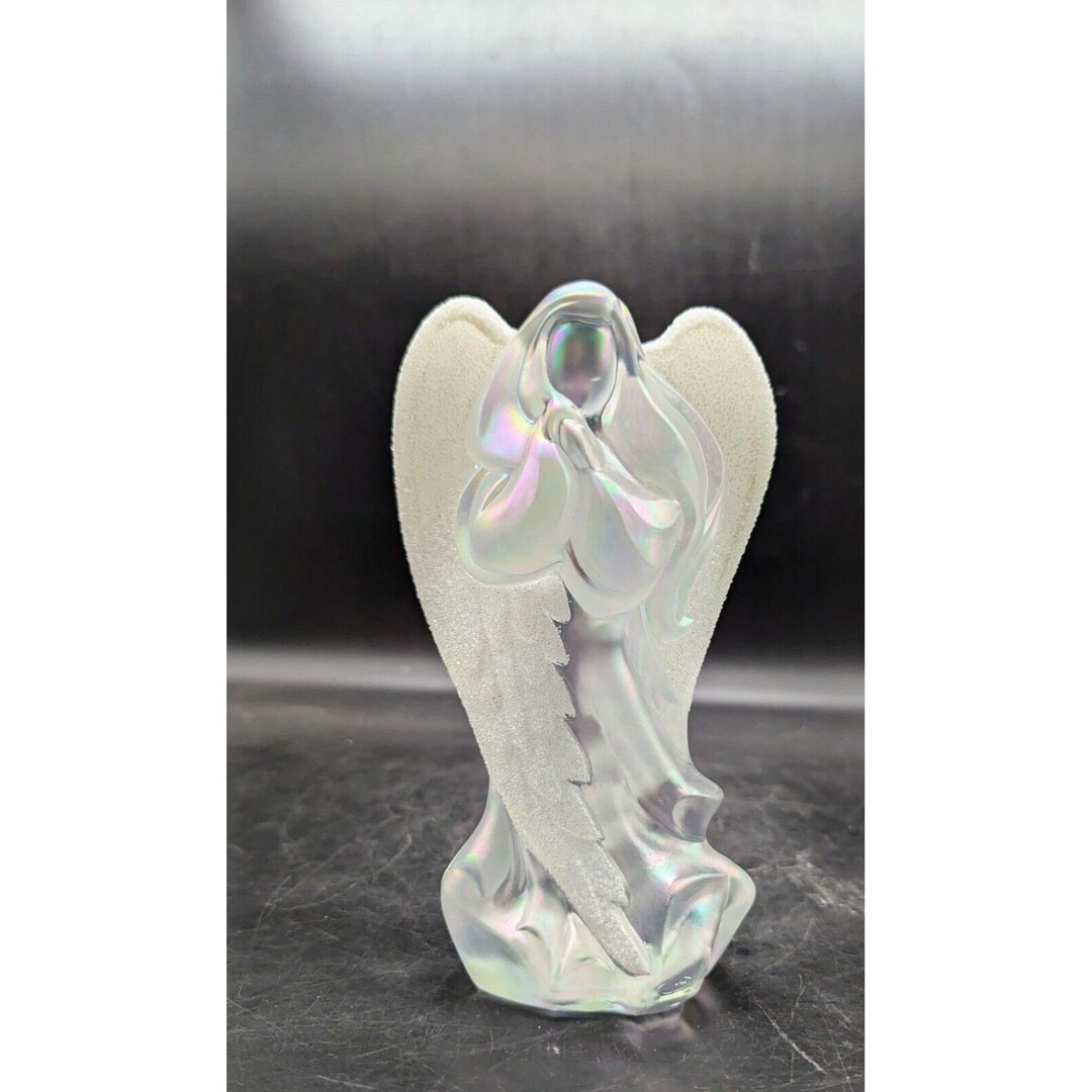 Vintage Fenton 7 Praying Angel Iridescent Glass Coralene Wings Figurine ...